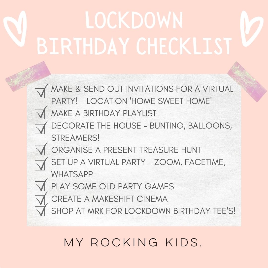 ♥ Lockdown Birthday Checklist ♥ – My Rocking Kids