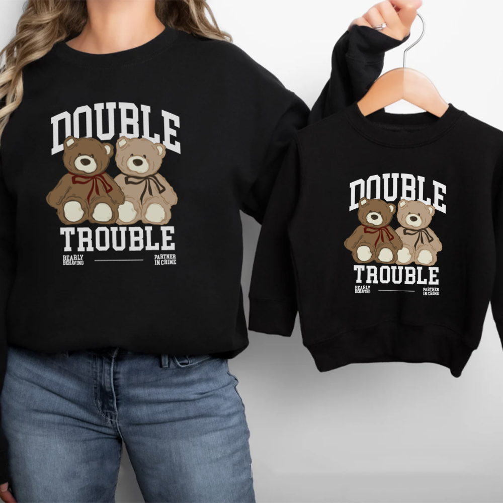 Double Trouble Bear Duo Graphic Matching Sweatshirts – My Rocking Kids